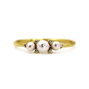 VICSTONENYC FINE JEWELRY Natural Akoya Pearl And Diamond Yellow Ring - Gold