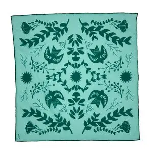 FOLIE LIVING Emerald Forest Folklore Cotton Scarf Small - Green