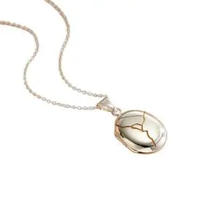 POSH TOTTY DESIGNS Sterling Kintsugi Oval Locket Necklace - Silver