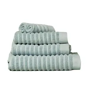 Misona Ribbed Organic Cotton Towel Set Duck Egg - Blue