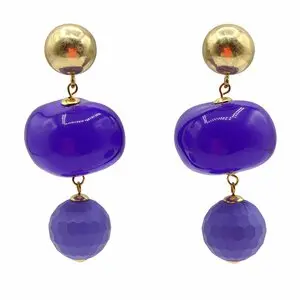 MICHAEL NASH JEWELRY Analise Triple Resin Drop Pierced Earrings - Purple