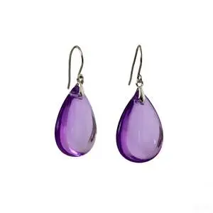 LAURA DAILI Purple / Silver / Neutrals Amethyst Glow Glass Teardrop Earrings - Purple/silver