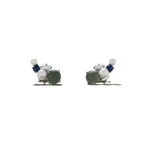 ONI Moonstone, Pearl & Lapis Cluster Quinta-studs - Silver