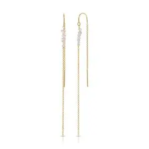 HEATHER HAWKINS Shine On Tiny Gemstone Threader Earrings Filled Herkimer Crystal - Gold