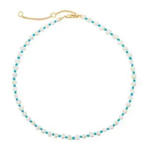 ARCTIC FOX & CO. Blue / Gold Turquoise And Baroque Pearl Necklace - Blue/gold