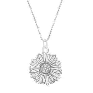 CARTERGORE Large Daisy Flower Pendant Necklace - Silver