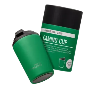 Fressko Camino 12oz / 340ml Reusable Coffee Cup, Stainless Steel Clover - Green