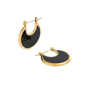 BERMUDA WATCH COMPANY Annie Apple Sienna Stainless Steel Hoop Earrings - Black