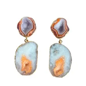MAGPIE ROSE Double Nectarine Drop Earrings - Orange