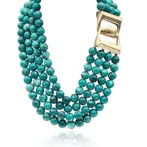 MICHAEL NASH JEWELRY Irena Four Strand Turquoise Resin Bead Nesting Necklace - Blue