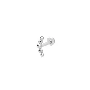 VANCHI 14k Solid White Gold Curved Ball Flat Back Stud - Silver
