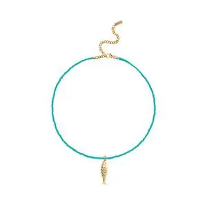 ADRIANA PAPPAS DESIGNS Blue / Gold Lucky Fish Necklace Turquoise - Blue/gold