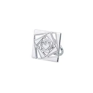 GUTTA DESIGN Loop Ring Rhodium Plated