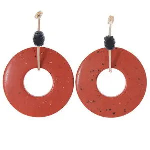 CASTLECLIFF Gold / Red Crater Earring - Gold/red