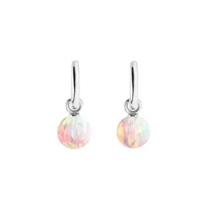 ORA PEARLS Aetia Sun Opal Hoop Earrings Silver - Gray