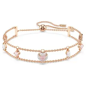SWAROVSKI Rhodium-plated Heart Tennis Bracelet With Crystals And Zirconia - Pink