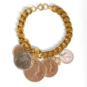 CARAMEL VINTAGE JEWELLERY Penny Coin Charm Bracelet - Gold