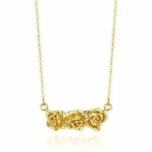UNALOE Fusion Rose Necklace – Triple Flower Necklace In Vermeil - Gold