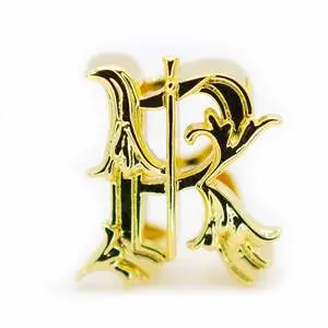 NUGGETS & KARATS Plated Letter R Gothic Charm - Gold