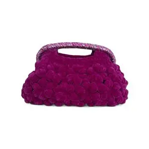 SPRINGMOONATELIER Handmade Fuchsia Magenta Velvet Crochet Designer Bag – A Unique And Statet-made Piece - Pink