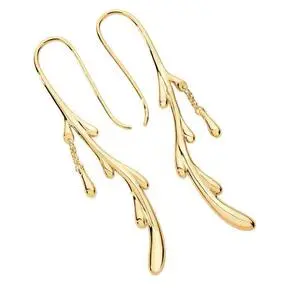LUCY QUARTERMAINE Drop Shepherds Crook Earrings In Vermeil Gold