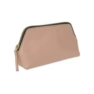 VIDA VIDA Leather Make Up Bag- Blush Pink - Orange
