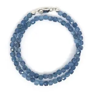 Shar Oke Blue / Silver Santa Maria Aquamarine Wrap Bracelet - Blue/silver