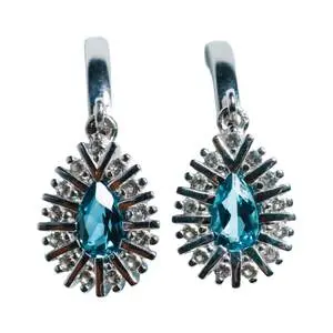 TALISMANIA JEWELRY Blue / White / Silver Headwaters Huggie Earrings