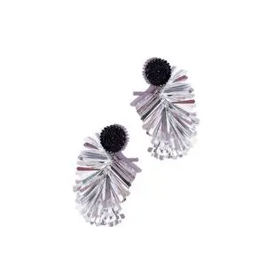 SIMITRI Black / Silver Silver Fringe Earrings - Black/silver