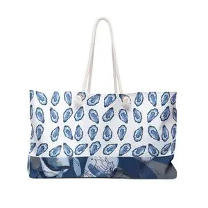 PIPER & FOX Blue / White Oyster Bay Mahjong/weekender Bag - Blue/white