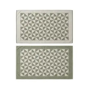 ITALIC Umbra Cotton Beach Towel Set Of Two Tan & Ecru - Green