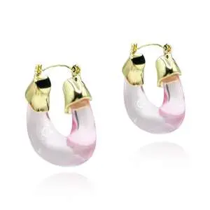 MICHAEL NASH JEWELRY Transparent Rose Resin Hoop Earrings - Pink