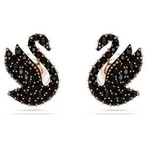 SWAROVSKI Swan Stud Earrings - Black