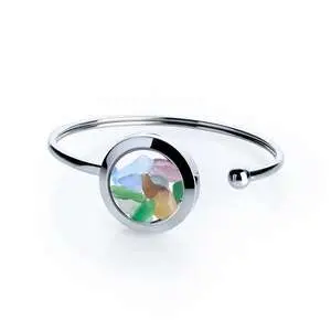 MY LITTLE NATURE Handmade Colorful Tourmaline Crystal Cuff Bracelet In Stainless Steel - Silver