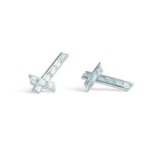 KASUN LONDON Lucky Star Earrings March Aquamarine - Silver