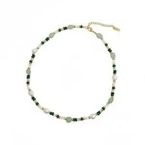 ANGEL BAROCCO Beaded Baroque Pearl Necklace - Green