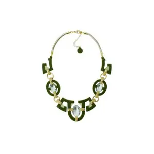 GISSA BICALHO Neutrals Handmade Acrylic Necklace Plastron Oval Cut Stone Clay - Yellow