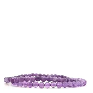 Shar Oke Amethyst & Lepidolite Beaded Bracelet - Purple