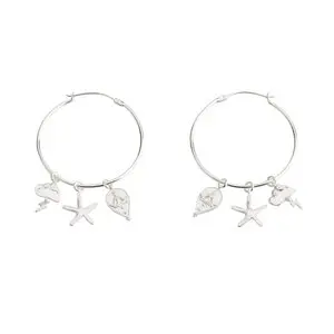 RIZE Multi Charm Hoop Earrings Sterling - Silver