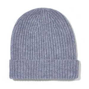 PAUL JAMES KNITWEAR 100% Cashmere Ribbed Beanie Hat Light Grey - Silver