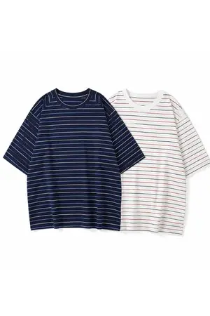 CLOTHES BY LOCKER ROOM Blue / White Set Of Two Oversized Striped T-shirts - Blue/white