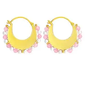 GEM BAZAAR JEWELLERY Gold / White / Pink Pink Sands Earrings - Gold/white/pink