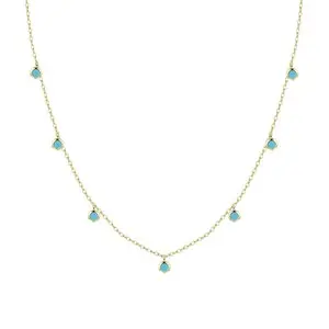 KAMARIA Turquoise Dew Drops Reversible Layering Necklace - Gold