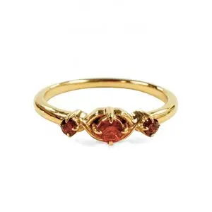 BELINDA JEWELZ Red / Gold Garnet Vintage Triple Birthstone Ring - Red/gold