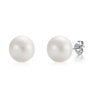 AUGUSTINE JEWELS White / Silver Large Pearl Stud Earrings - White/silver