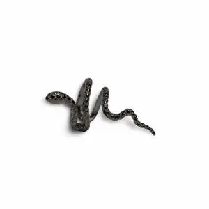 JAGGED HALO JEWELRY Serpent Ear Cuff Rhodium - Black