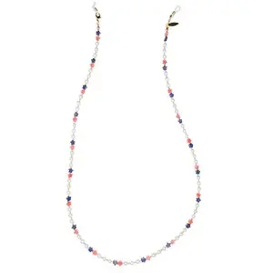 FARRA Star Shaped Gemstone With Freshwater Pearls Eye Glasses Chain - Blue/pink