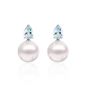 KAI FINE JEWELRY Convertible Aquamarine And Pearl Earrings - Blue/white