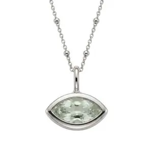 DAINTY LONDON Siren’s Teardrop Green Quartz Necklace - Silver