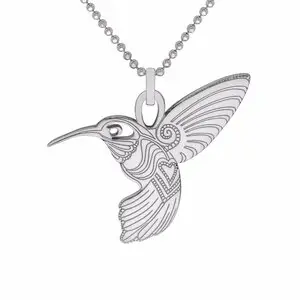 CARTERGORE Medium Humming Bird Pendant Necklace - Silver